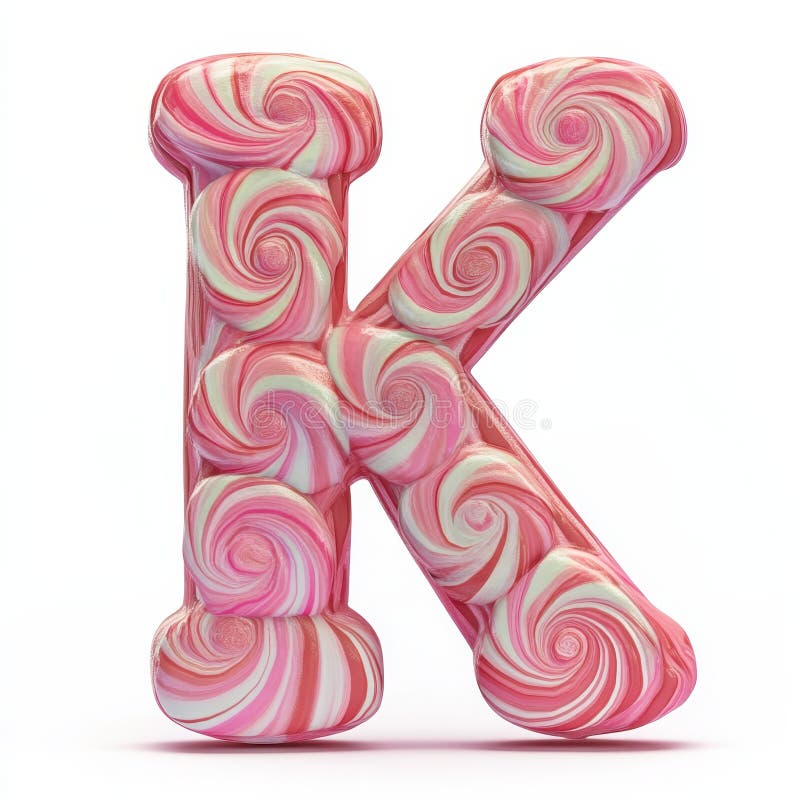 A Stylized Letter "K" Designed with Pink and White Swirled Patterns ...