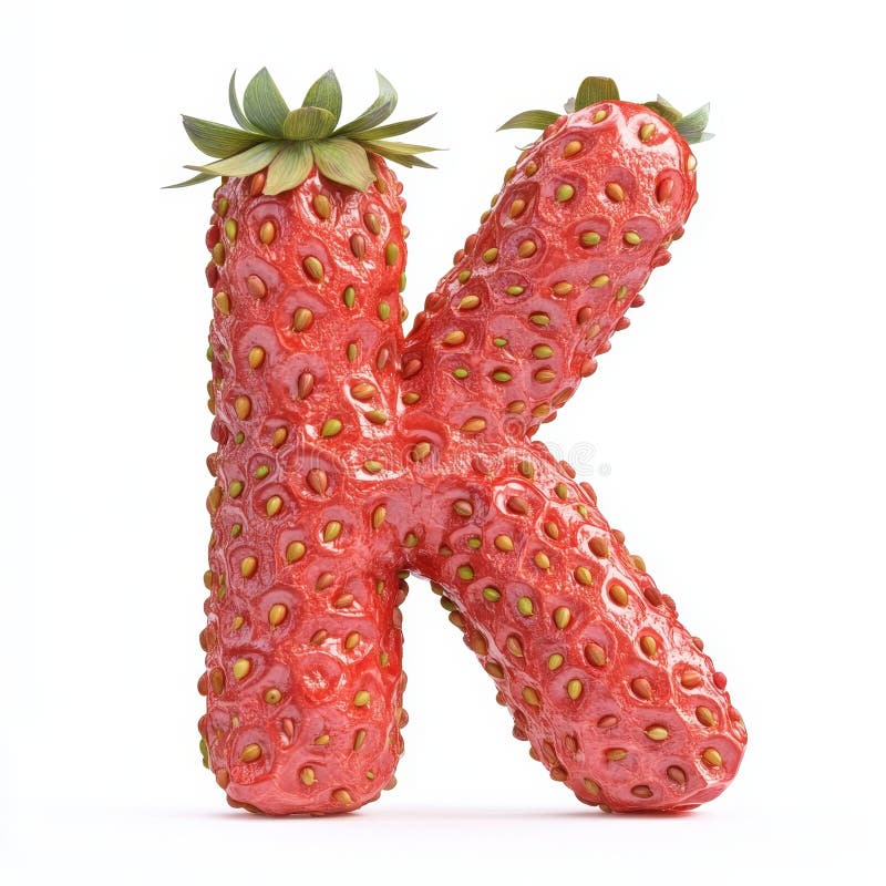 A Stylized Letter "K" Shaped Like a Strawberry, Showcasing a Creative ...