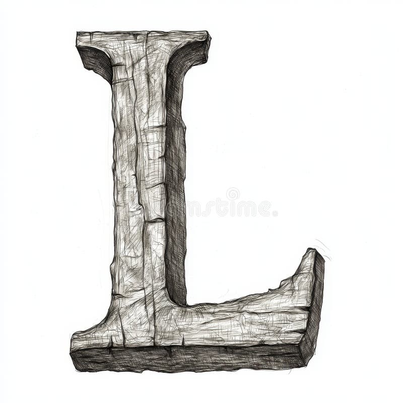 A Stylized Letter "L" Designed with a Textured, Rocky Appearance Stock ...