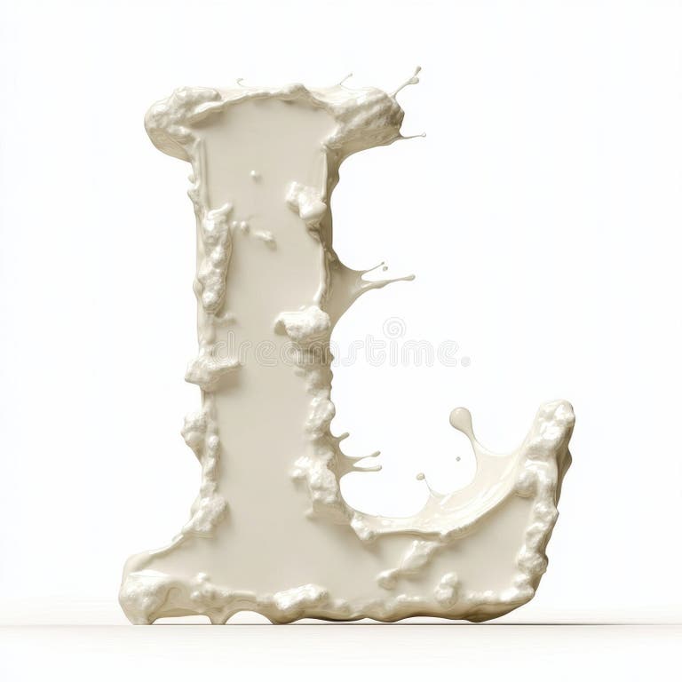 A Stylized Letter "L" Made of White, Splattered Milk Stock Illustration ...