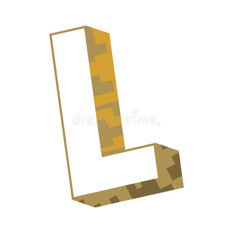 A Stylized Letter L with a White Main Body and a Blocky, Patterned Tan ...