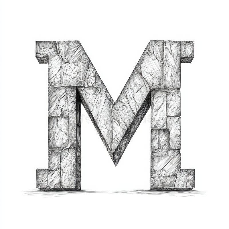 A Stylized Letter "M" Designed with a Marble Texture, Emphasizing ...