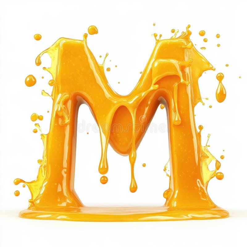 A Stylized Letter "M" Dripping with Vibrant Orange Liquid, Resembling ...