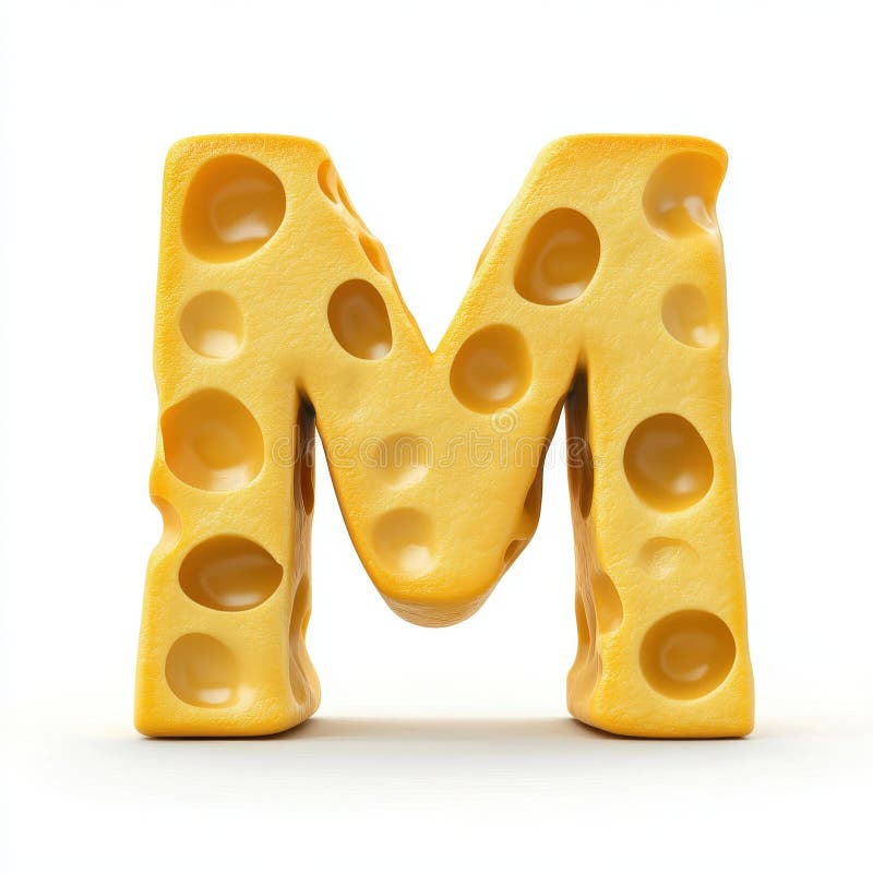 A Stylized Letter "M" Made of Cheese with Holes, Emphasizing a Playful ...