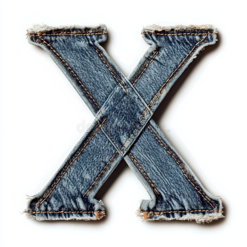 A Stylized Letter X Made of Denim Fabric, Showcasing Texture and Design ...