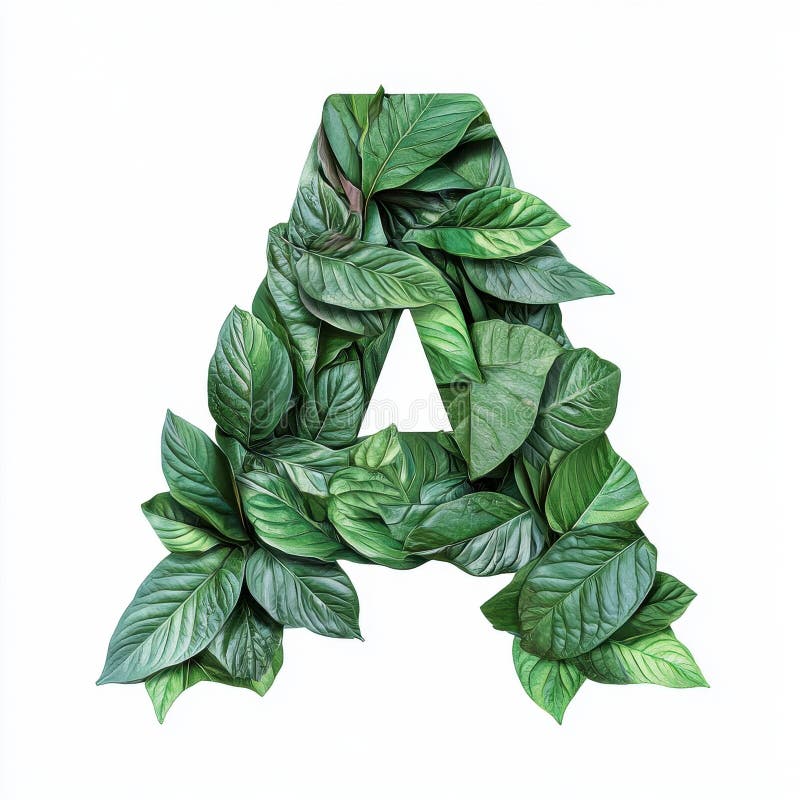 A Stylized Letter "a" Made of Vibrant Green Leaves, Emphasizing Nature ...