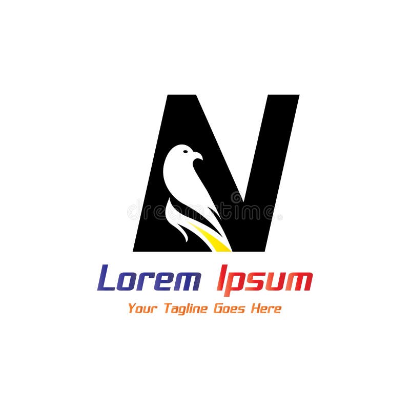 Stylized Letter N with Bird Inside Stock Vector - Illustration of ...