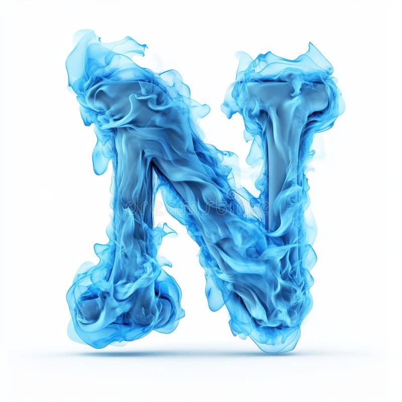 A Stylized Letter "N" Created with Blue Smoke-like Textures Stock ...