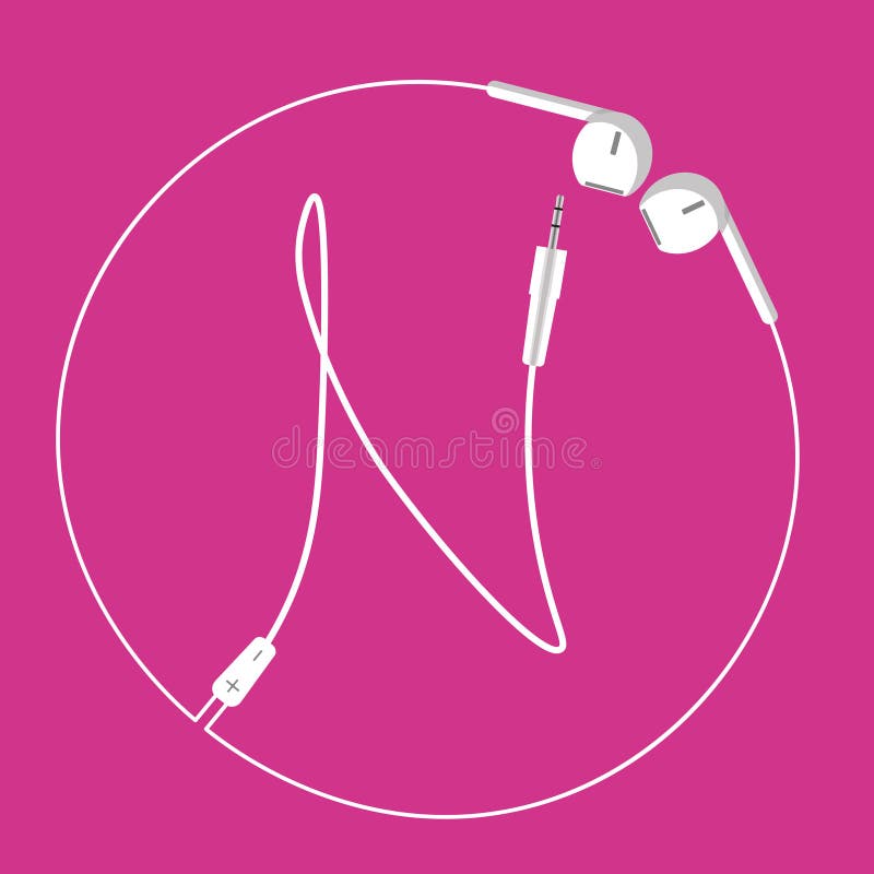 Stylized Letter N Designed Using the Wire of a White Earphone Stock ...