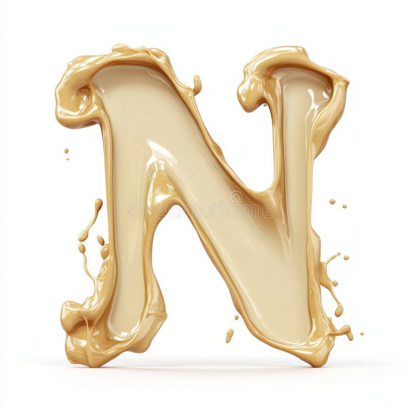 A Stylized Letter "N" Made of Creamy Substance with Splashes Around it ...