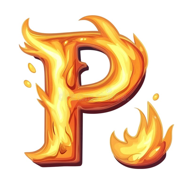 Fiery Letter P with Flames Design Element Stock Illustration ...