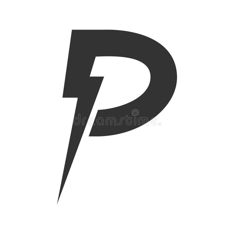 Stylized Letter P with Lightning and a Semicircle. Illustration for ...