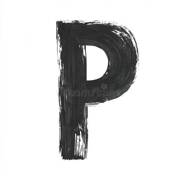 A Stylized Letter "P" Painted in a Bold, Brushstroke Style on a Plain ...