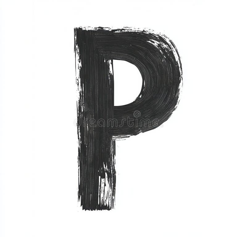 A Stylized Letter "P" Painted in a Bold, Brushstroke Style on a Plain ...