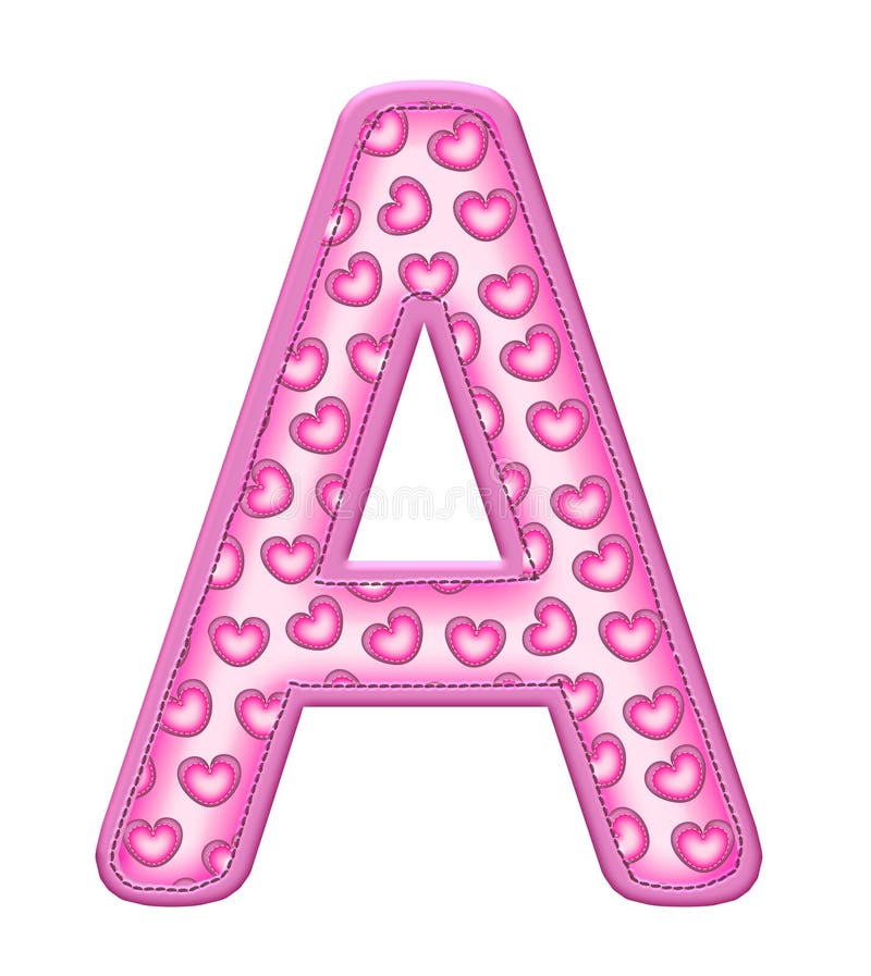 Valentine S Day Cute Hearts Fonts Letter a Stock Illustration ...