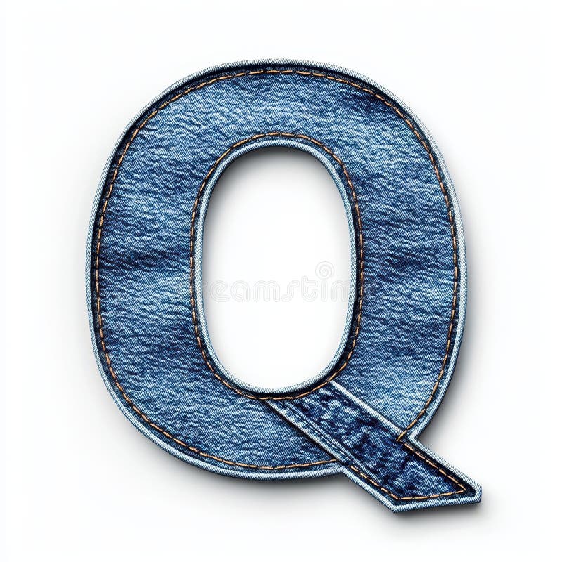 A Stylized Letter "Q" Designed with a Denim Texture, Showcasing a ...