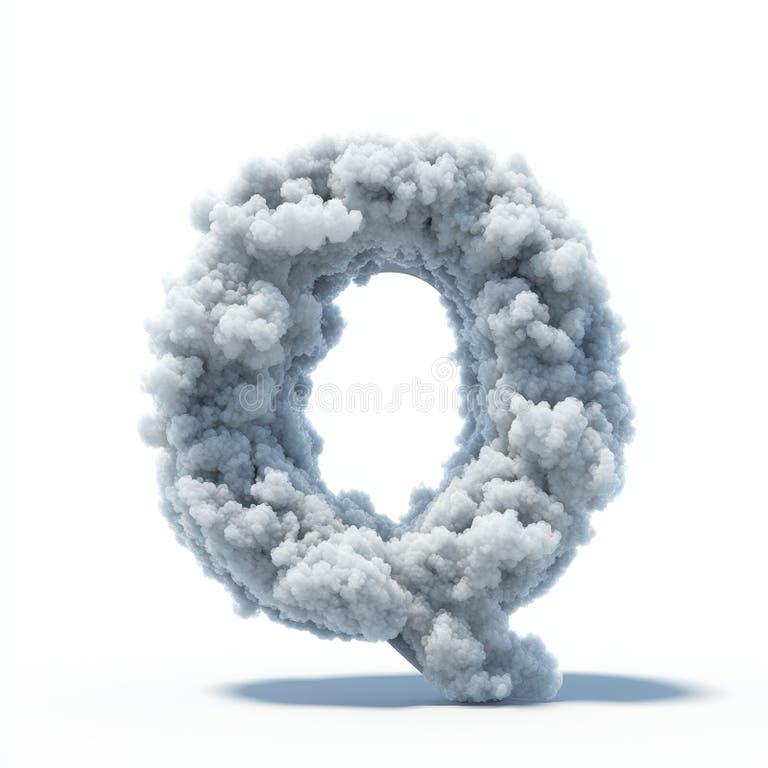 A Stylized Letter "Q" Formed from Fluffy Clouds, Creating a Whimsical ...