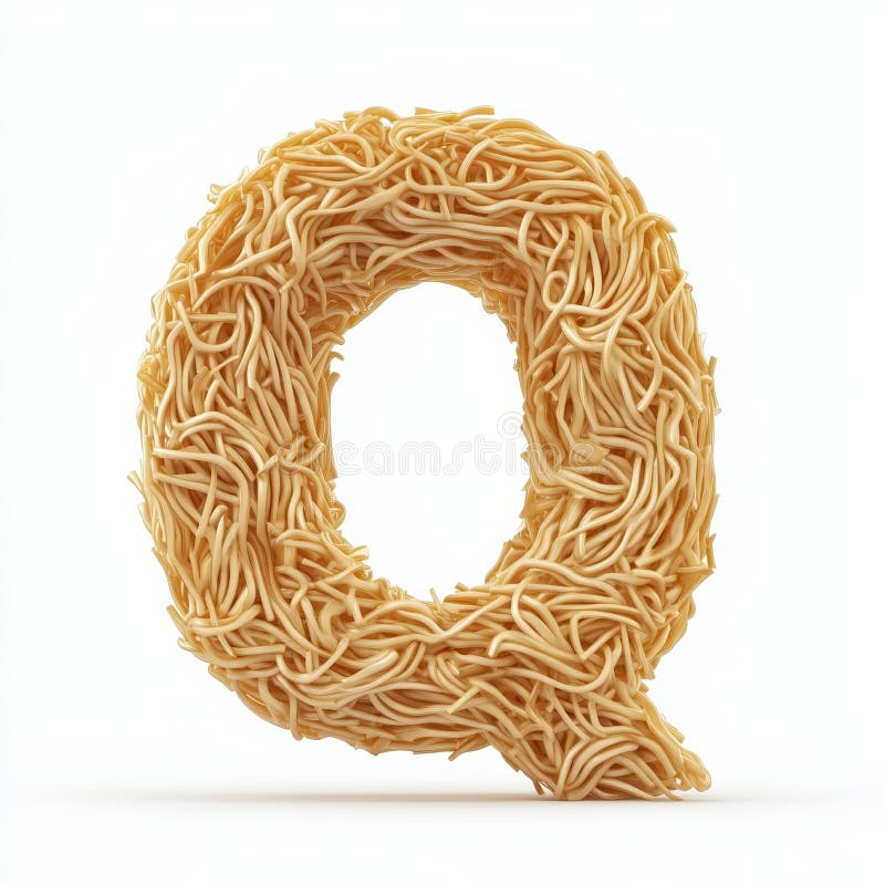 A Stylized Letter "Q" Made of Intertwined Noodles, Emphasizing a ...