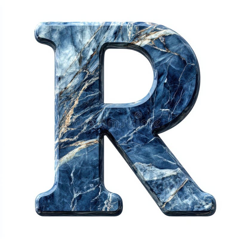 A Stylized Letter "R" Designed with a Blue Marble Texture Stock ...
