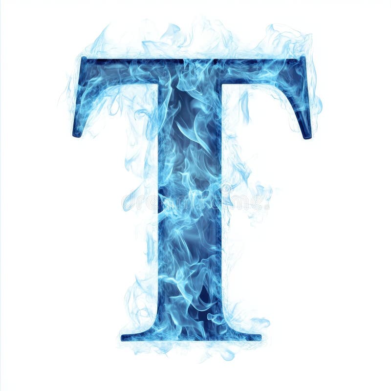 A Stylized Letter "T" Designed with Blue Smoke Effects, Creating a ...