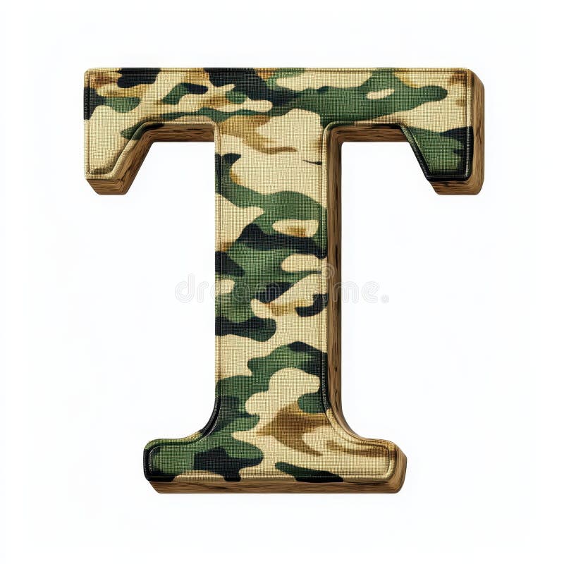 A Stylized Letter "T" Featuring a Camouflage Pattern, Possibly for ...
