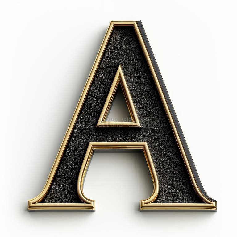 A Stylized Letter "a" with a Textured Black Surface and Golden Trim ...