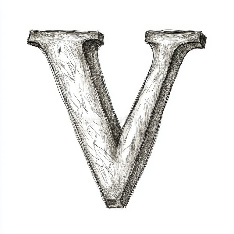 A Stylized Letter "V" Depicted in a Three-dimensional, Shaded Design ...