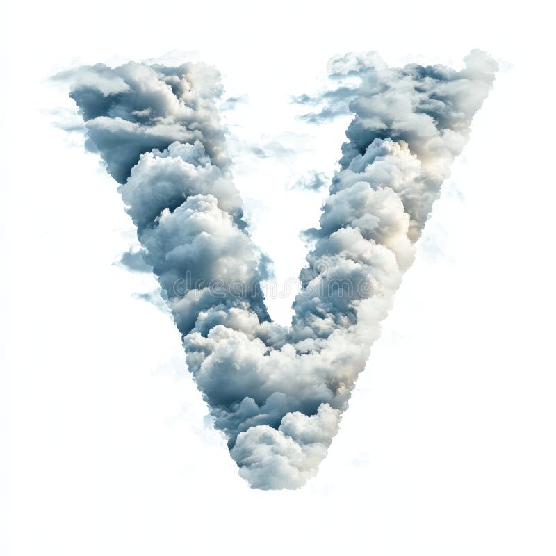 A Stylized Letter "V" Filled with a Cloud Texture, Creating a Dreamy ...
