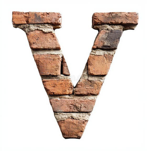 A Stylized Letter V Made of Textured Brick, Showcasing a Unique Design ...