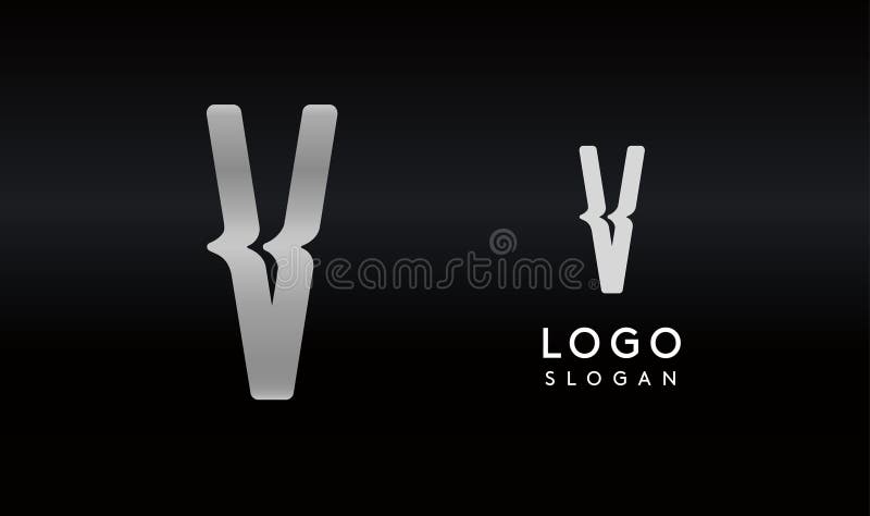 Stylized Letter V with Sharp, Abstract Cuts Like Bullet Passing Trail ...