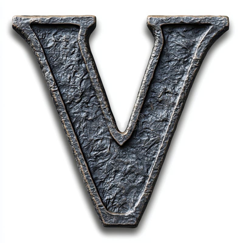 A Stylized Letter "V" with a Textured, Metallic Appearance Stock ...