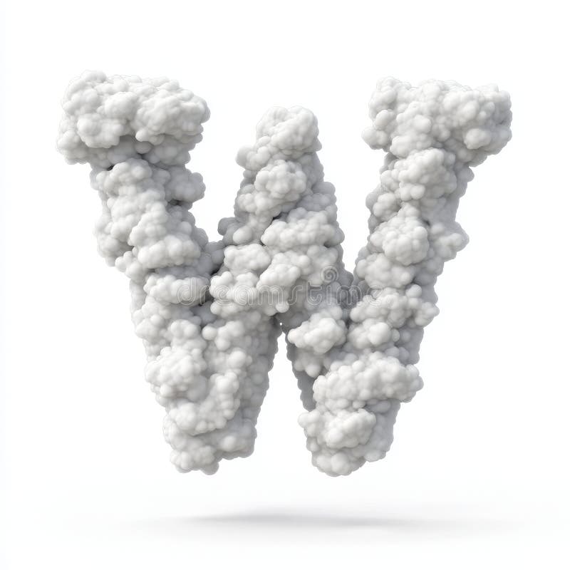 A Stylized Letter "W" Created from Fluffy, Cloud-like Textures Stock ...