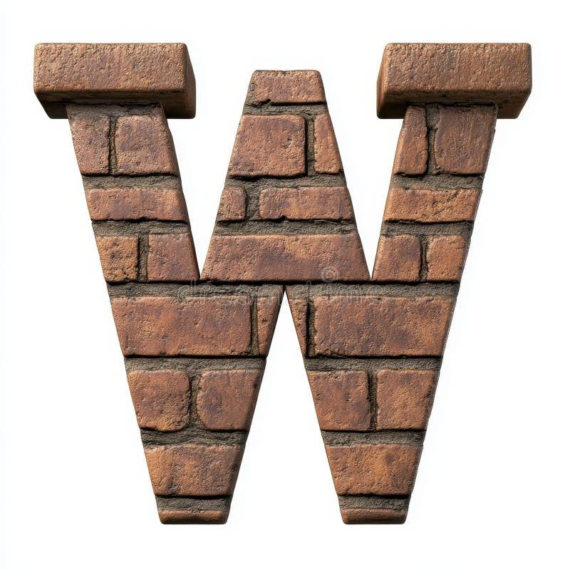 A Stylized Letter "W" Designed To Resemble Textured Brickwork Stock ...