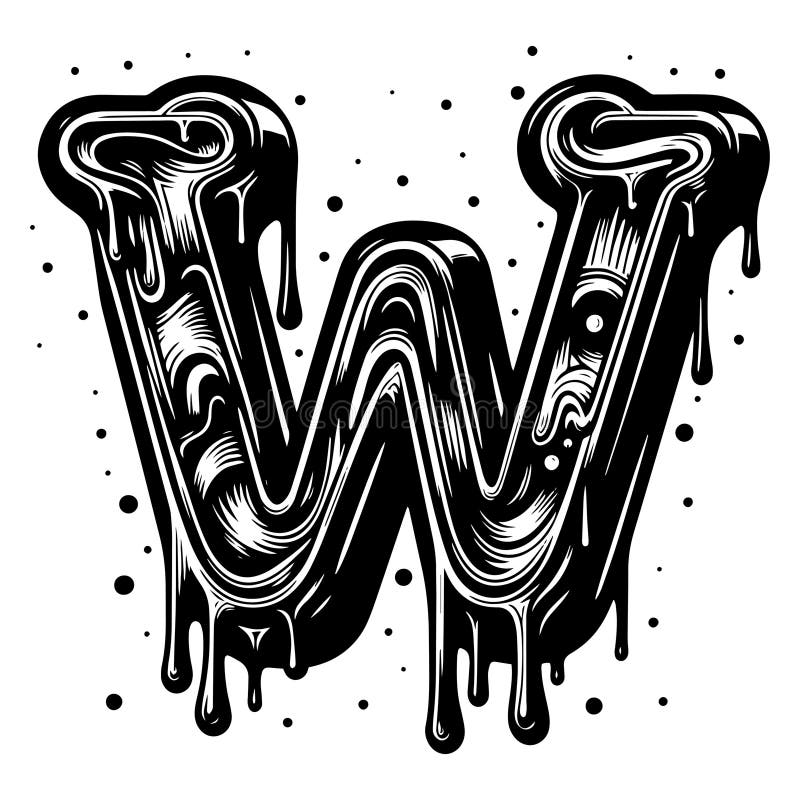 Dripping Black Letter W Design for Creative Projects. Generative Ai ...