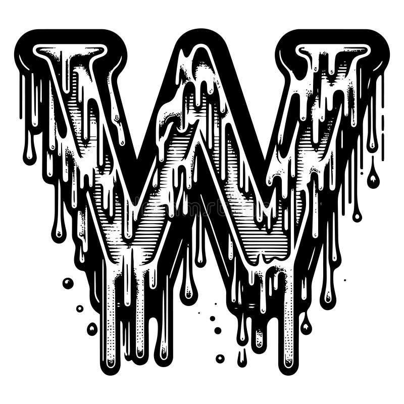 Dripping Black Letter W Design for Creative Projects. Generative Ai ...