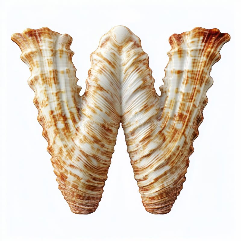 A Stylized Letter "W" Formed by Two Seashells, Showcasing Natural ...