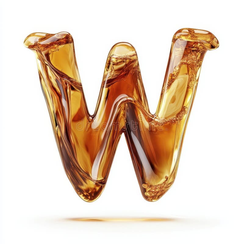 A Stylized Letter "W" Made of Liquid Resembling Amber or Cola Stock ...