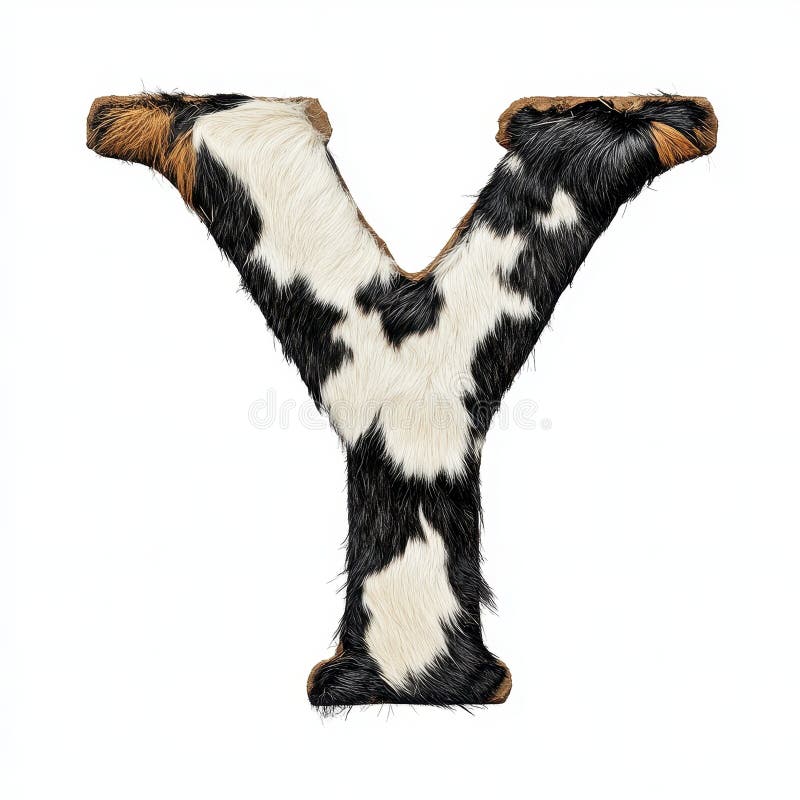 A Stylized Letter "Y" Designed To Resemble Cowhide, Showcasing a Unique ...