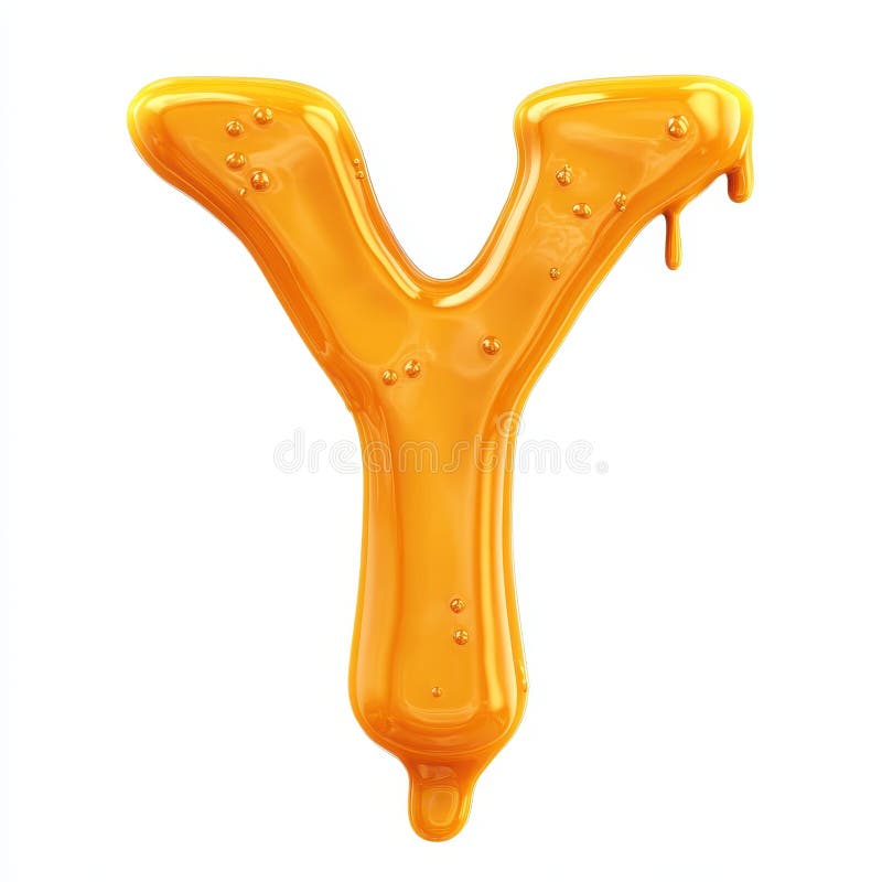 A Stylized Letter "Y" in a Glossy, Orange Liquid Form, Resembling Honey ...