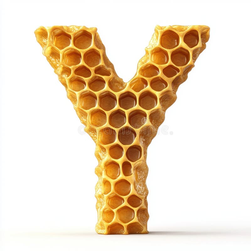 A Stylized Letter "Y" Resembling Honeycomb, Showcasing a Unique Texture ...