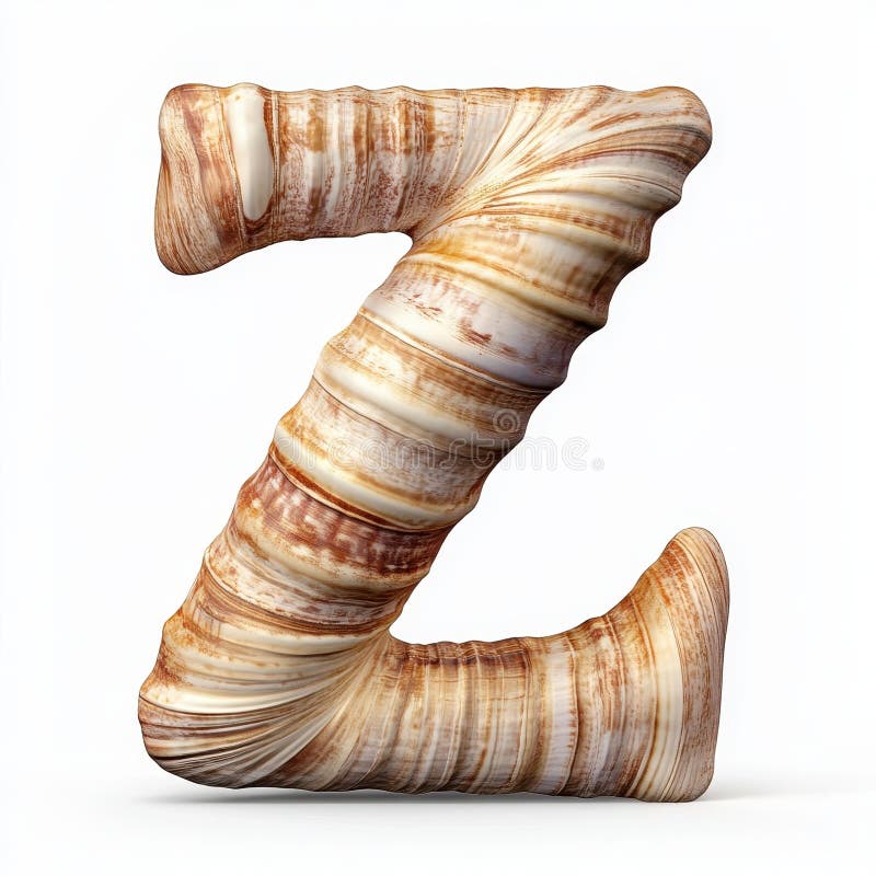 A Stylized Letter "Z" Designed To Resemble a Shell, Showcasing a Unique ...
