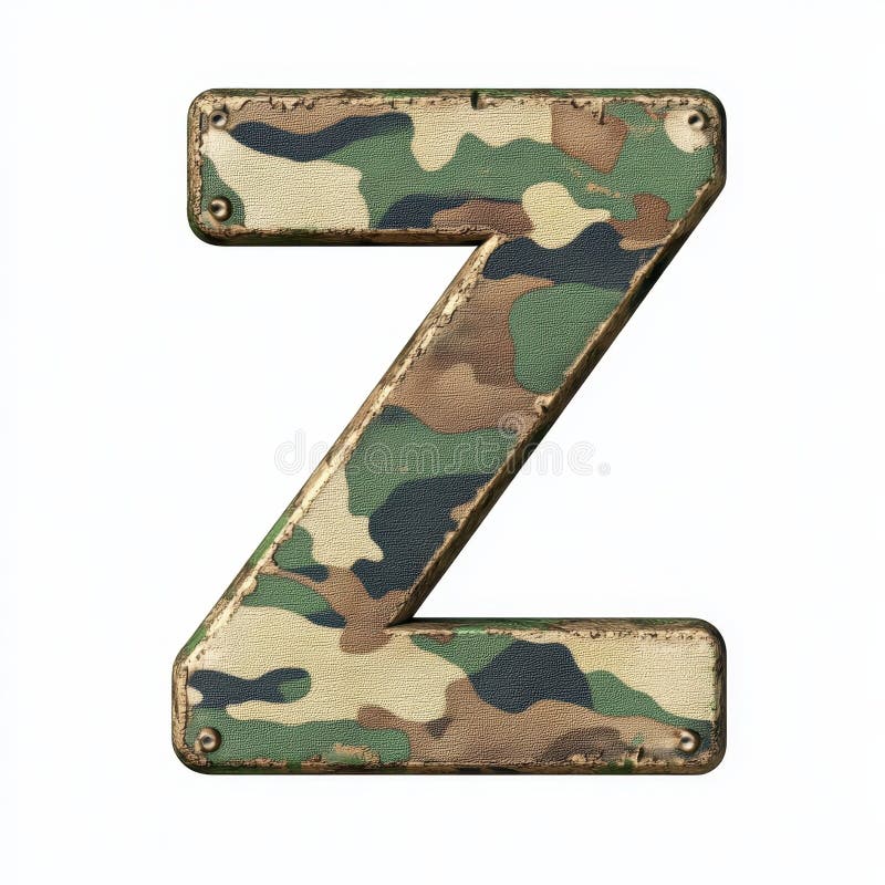 A Stylized Letter "Z" Featuring a Camouflage Pattern and a Distressed ...