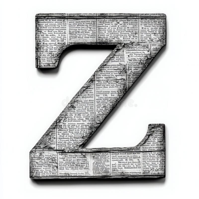 A Stylized Letter "Z" Filled with Newspaper Text, Emphasizing a Graphic ...
