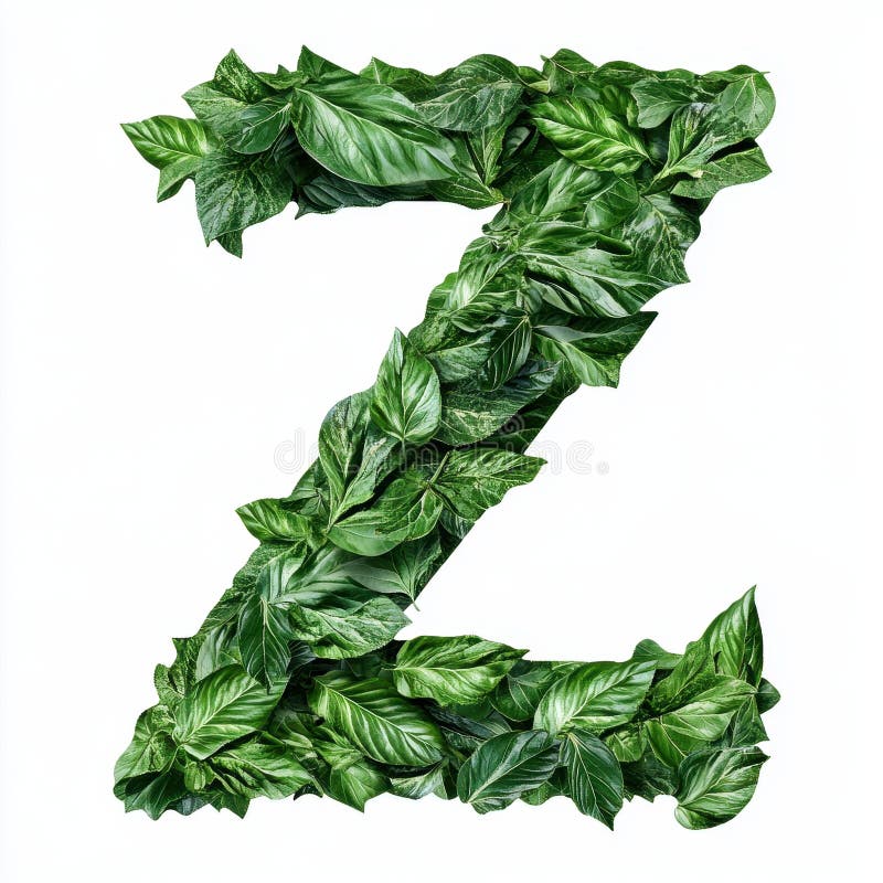 A Stylized Letter "Z" Formed from Lush Green Leaves, Emphasizing Nature ...