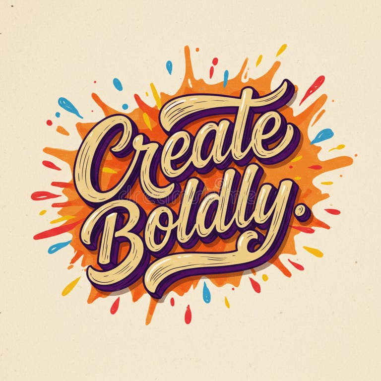 Stylized Lettering Saying "Create Boldly" in a Vintage Script Font. the ...