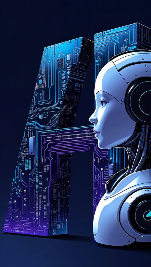 Stylized AI Letters Centered on Deep Rich Navy Blue Background Stock ...