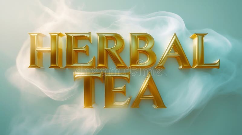 Stylized Letters Spell Herbal Tea with Light Effects and Soft ...