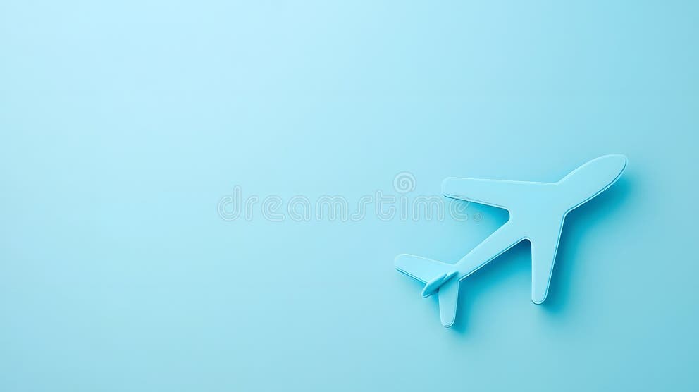 Stylized Light Blue Airplane Silhouette on Pastel Stock Photo - Image ...