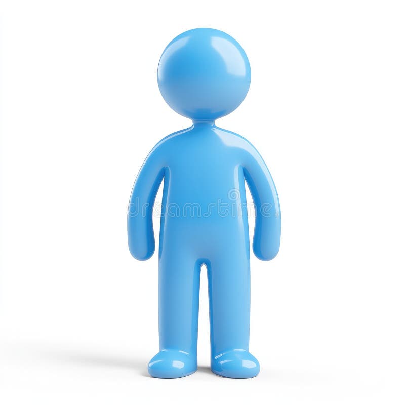 Blue 3D Rendered Human Figure: Simple Icon for Design Stock ...