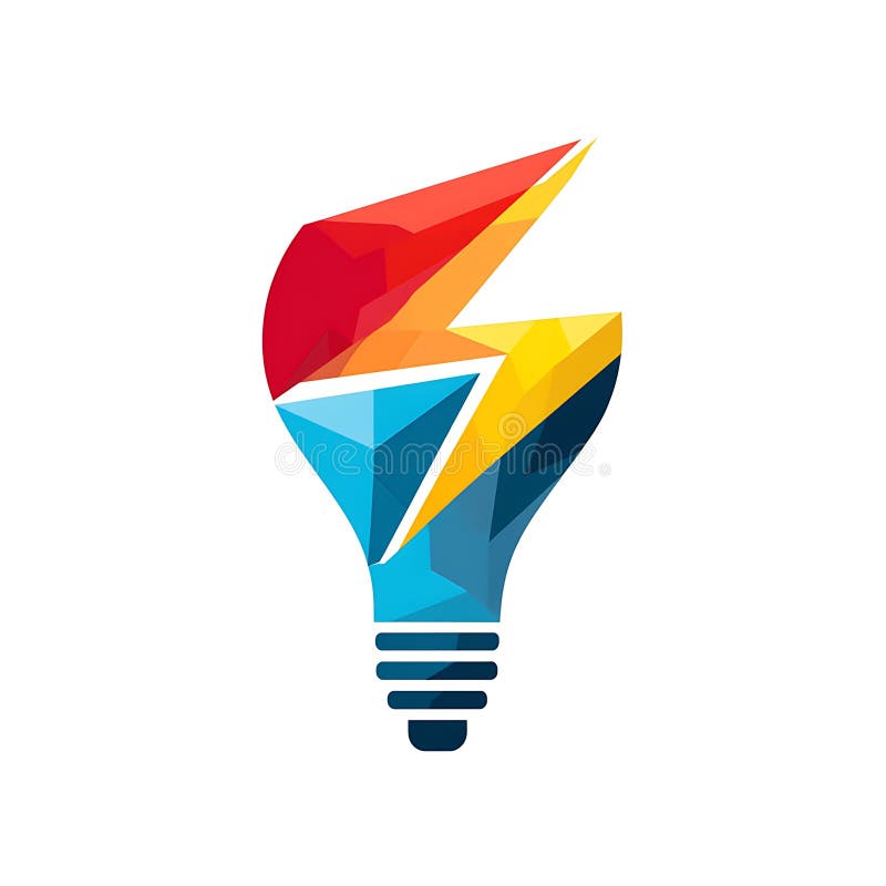 A Stylized Light Bulb Illustration Features a Geometric Design, with a ...